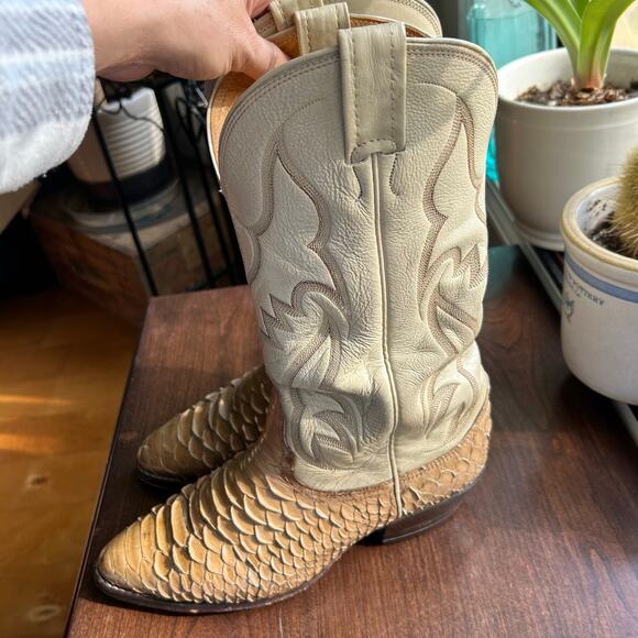 Nocona | Shoes | Vintage Nocona Python Cowboy Boots Mens Size 85 Cream ...